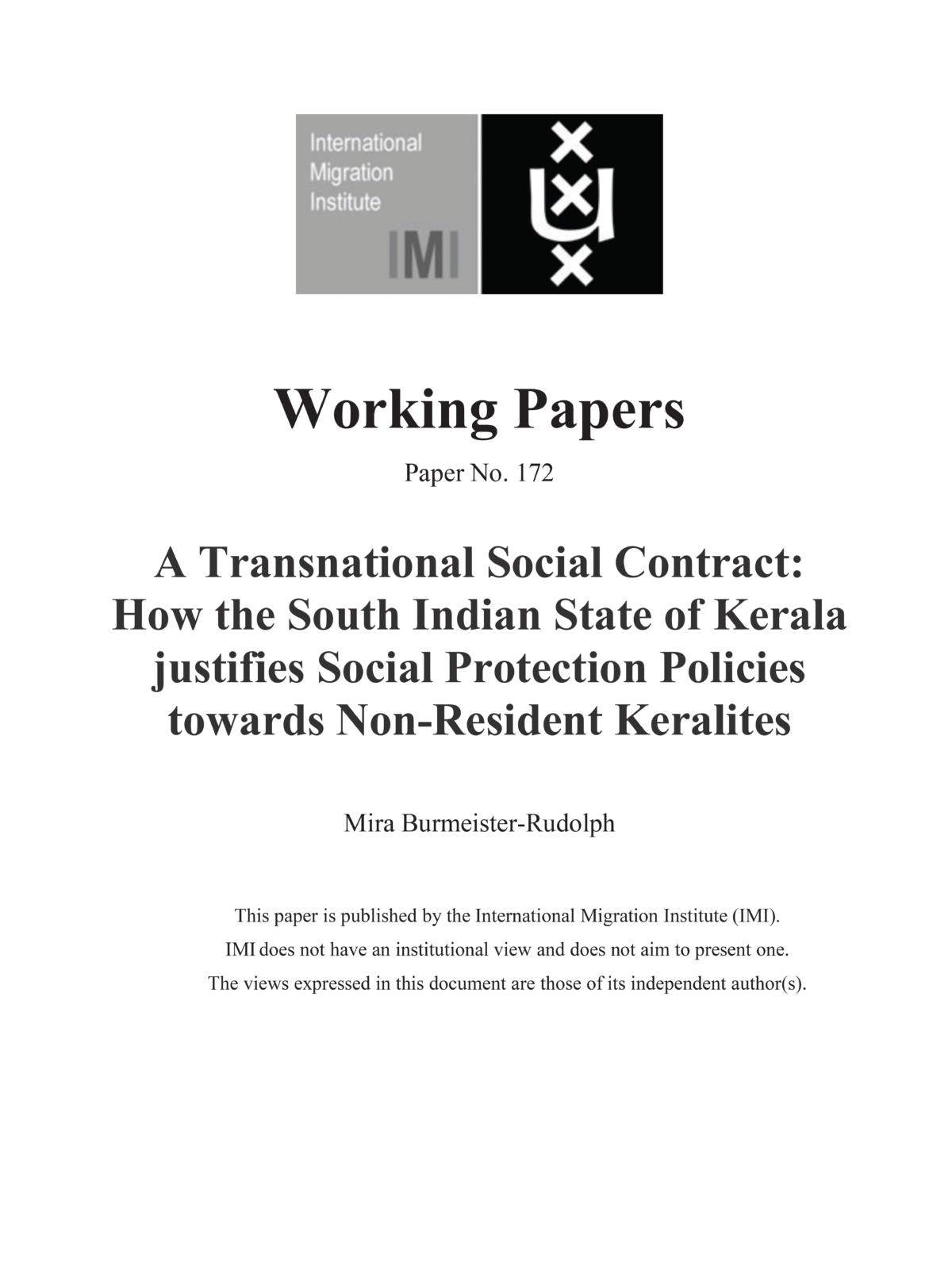 Mira Burmeister-Rudolph publishes paper on Kerala – RIGHTS